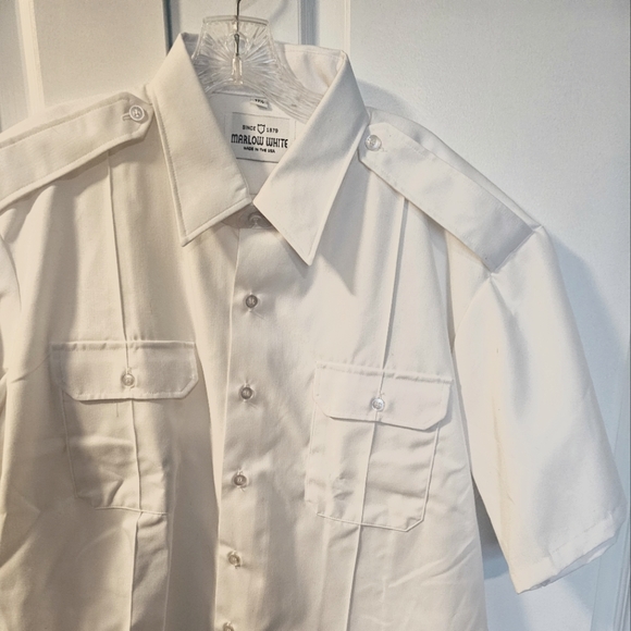 Marlow White | Shirts | Mens White Uniform Shirt With Epaulettes | Poshmark